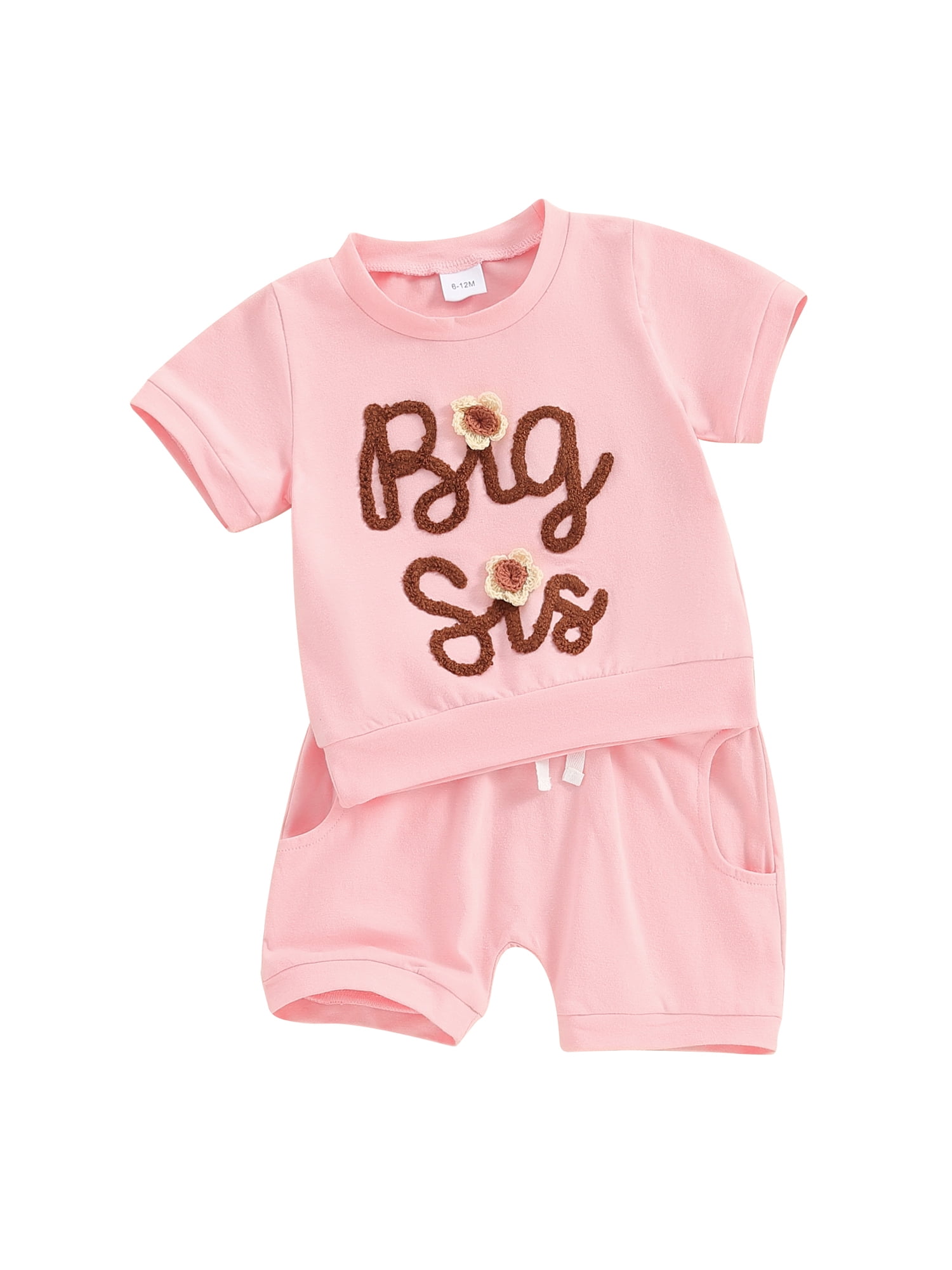 Shuttle tree Toddler Baby Girl Sister Matching Clothes Letter Floral Embroidery T Shirt Tops ...