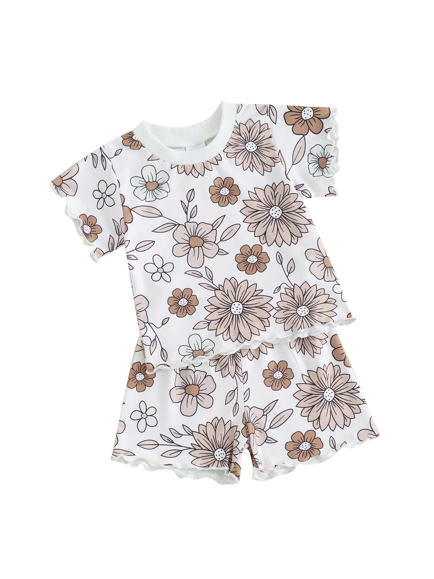 Shuttle tree Toddler Baby Girl Summer Clothes Short Sleeve Floral T-shirt with Shorts Summer ...