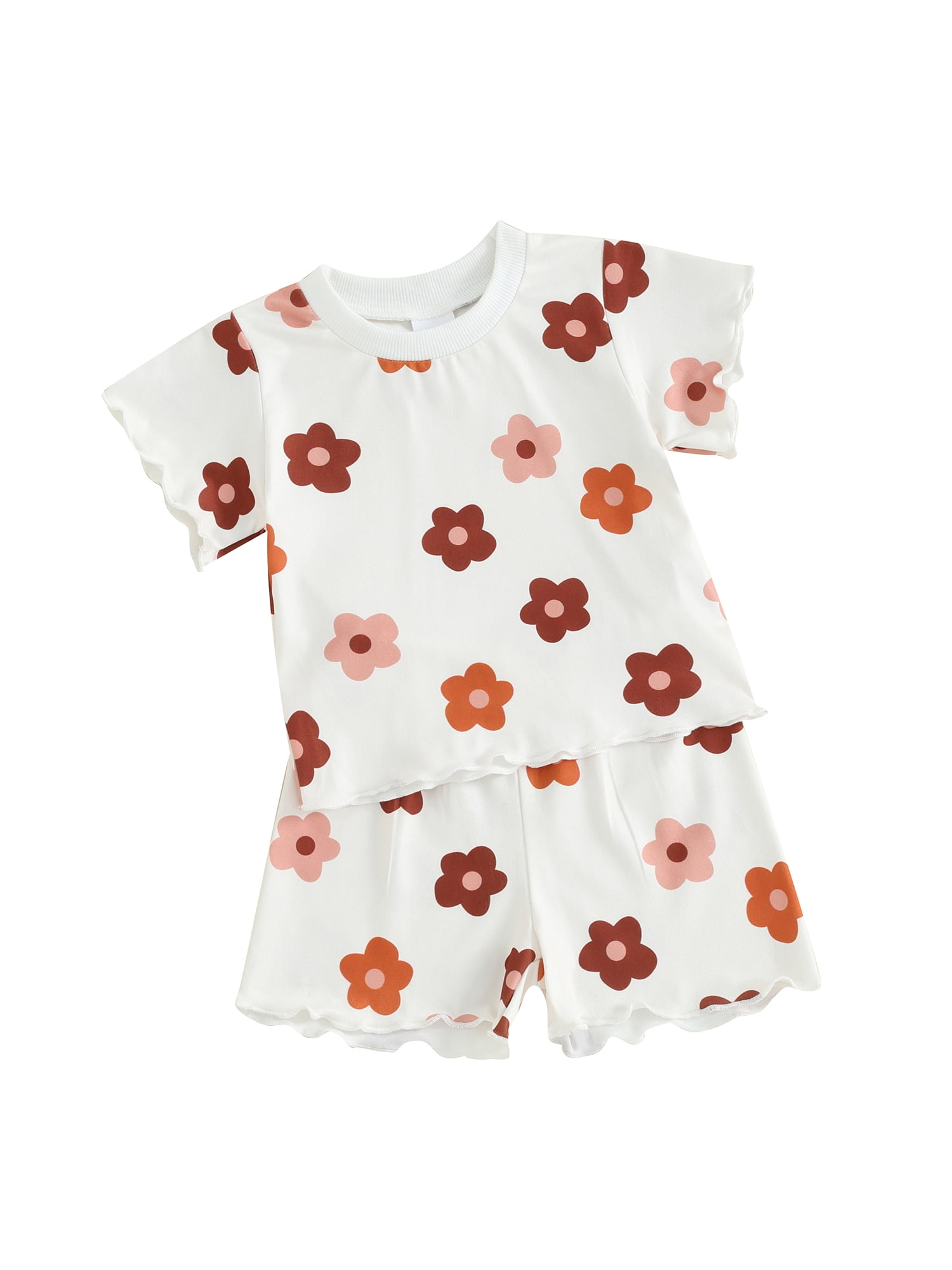 Shuttle tree Toddler Baby Girl Summer Clothes Short Sleeve Floral T-shirt with Shorts Summer ...