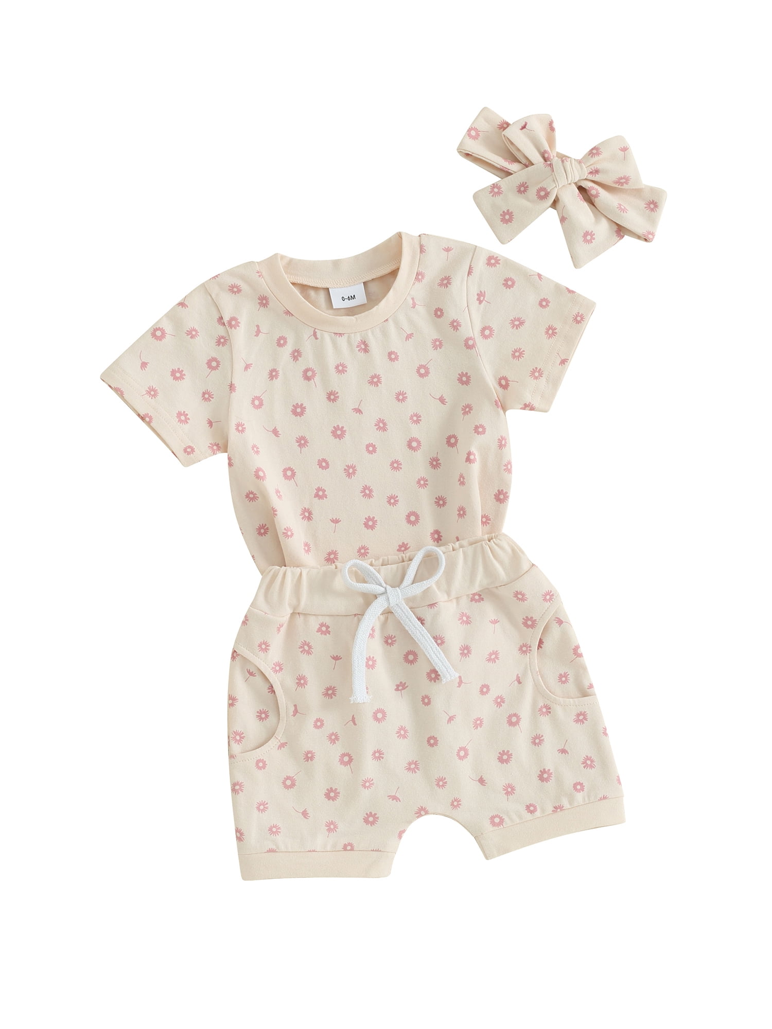 Shuttle tree Toddler Baby Girl Summer Clothes Short Sleeve Floral T-shirt with Shorts Summer ...