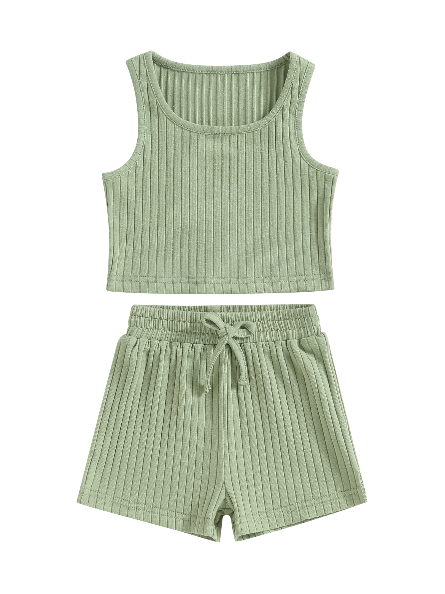 Shuttle tree Toddler Baby Girl Summer Clothes Shorts Set 2PCS Ribbed Tank Top Camisole and ...