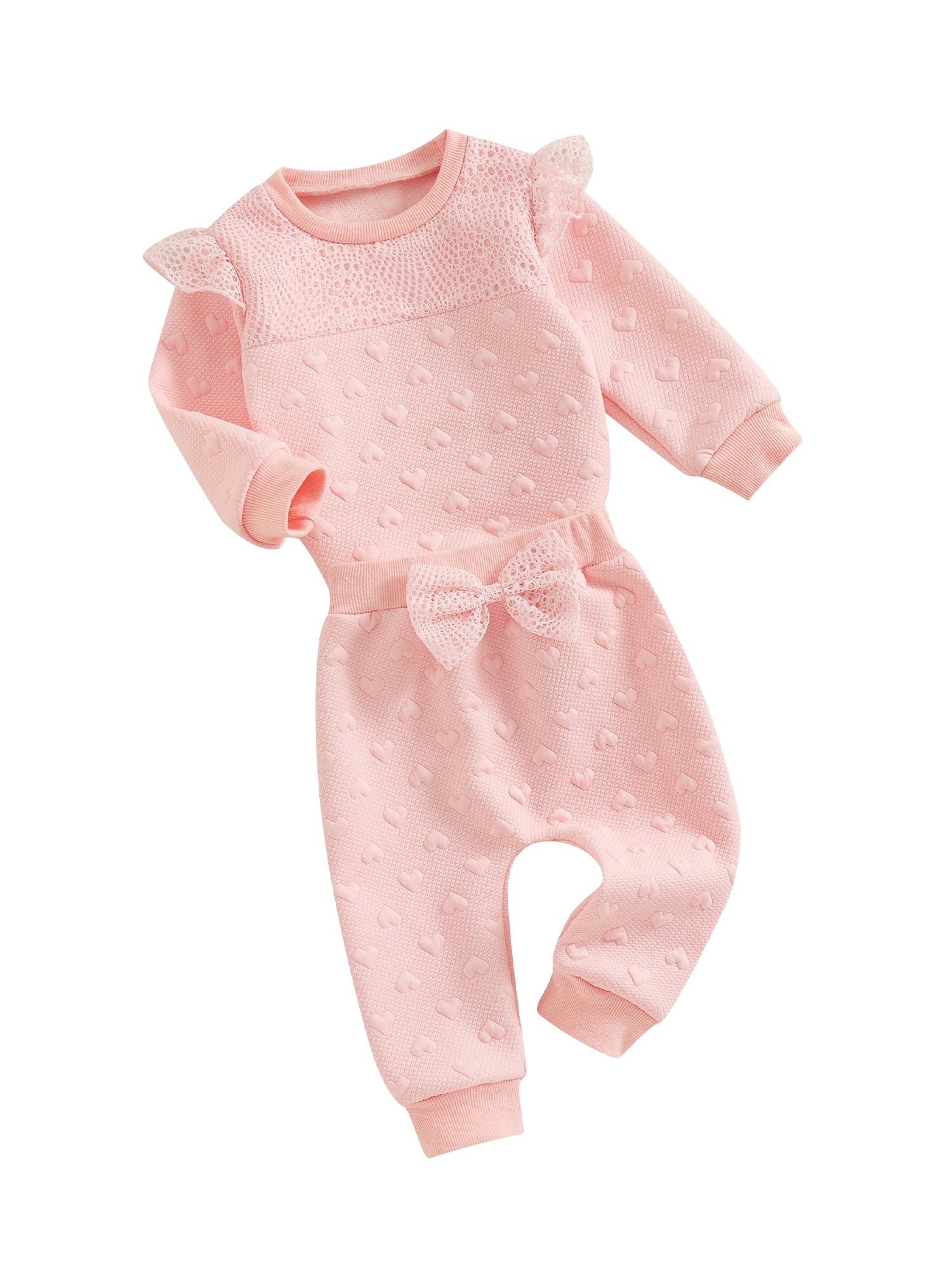 Shuttle tree Toddler Baby Girl Valentine's Day Clothes Long Sleeve Lace Heart Sweatshirt Pants ...