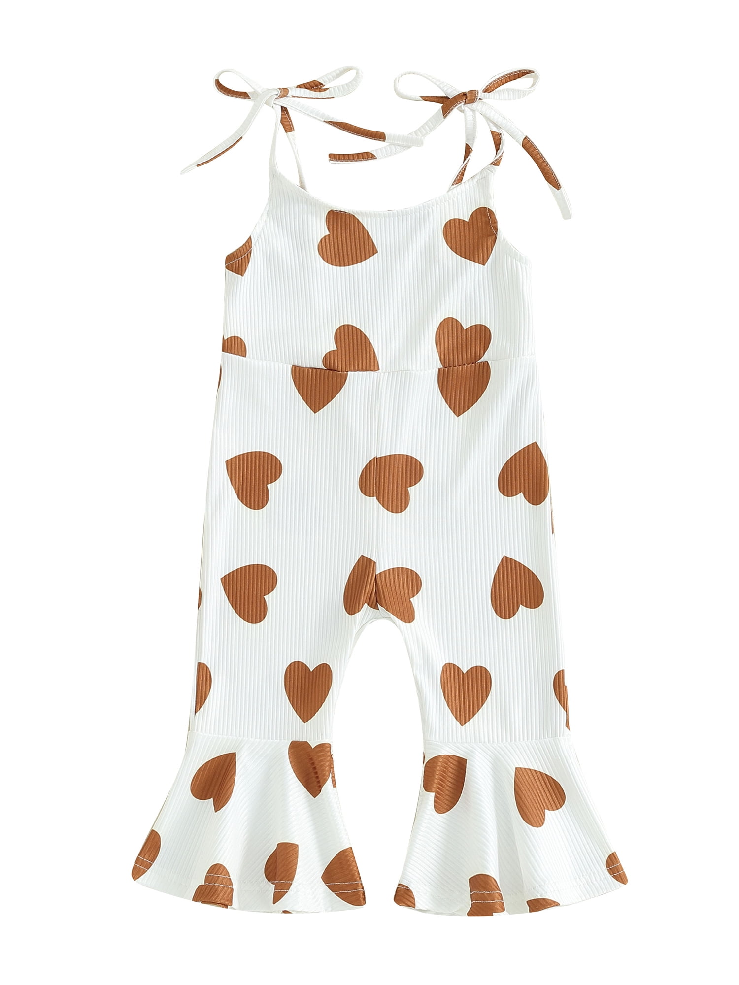 Shuttle tree Toddler Baby Girls Bell-Bottoms Jumpsuit Ribbed Sleeveless Spaghetti Straps Romper ...