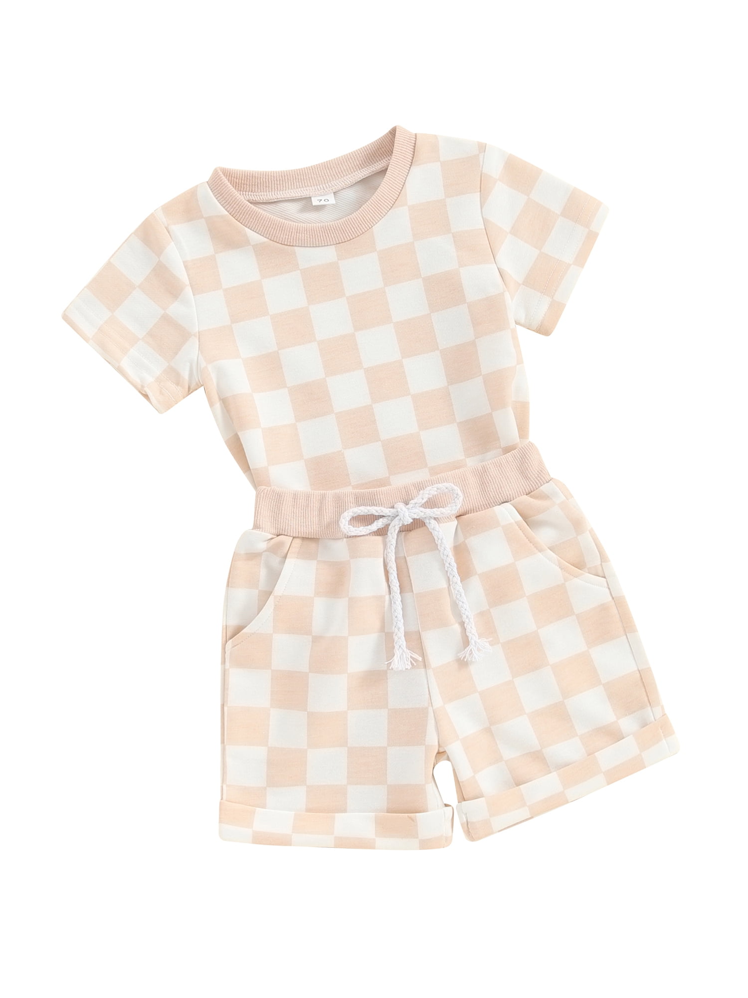Shuttle tree Toddler Baby Girls Clothes Checkerboard T-shirt + Cotton Shorts Summer Outfits Set ...