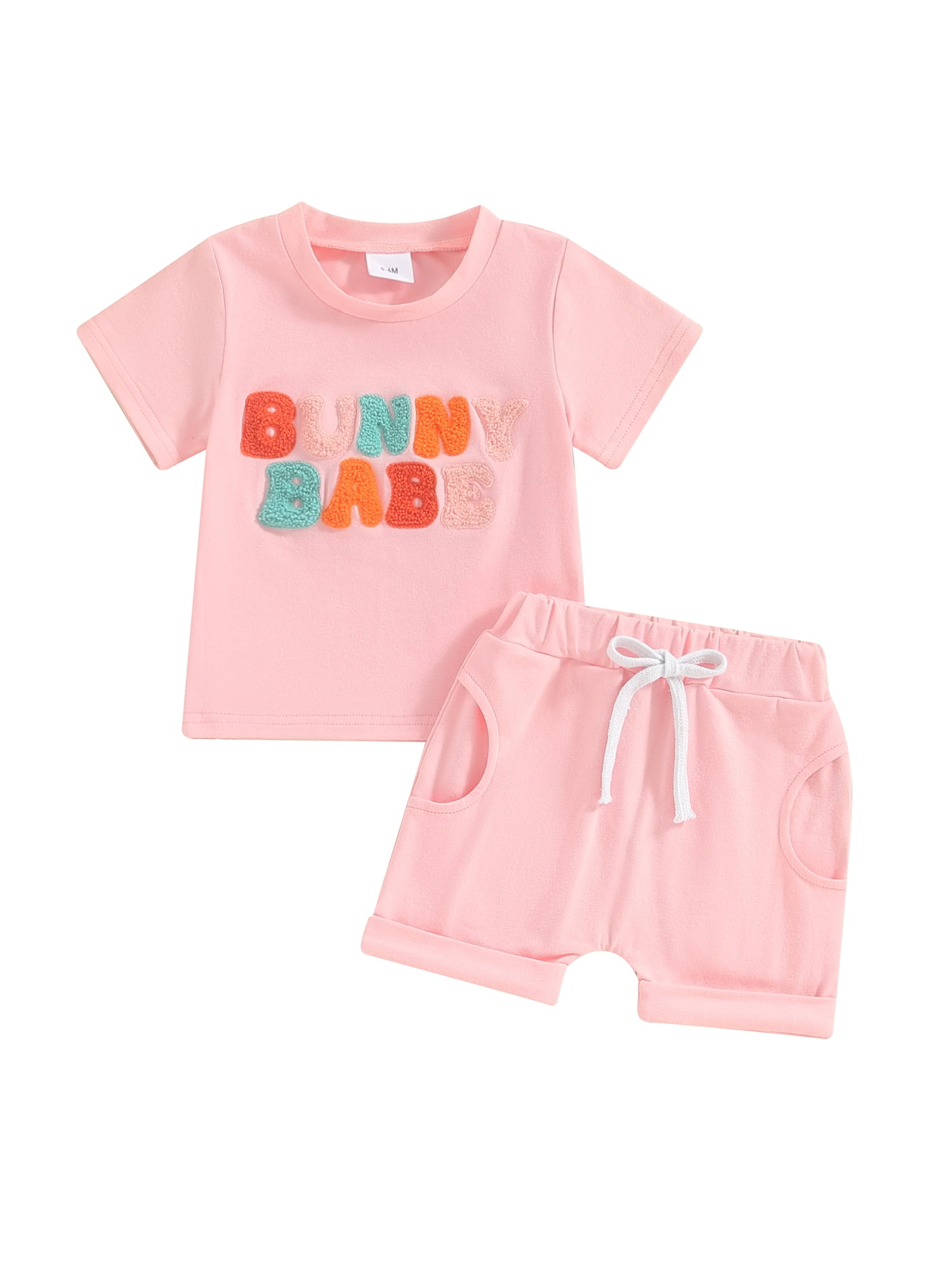 Shuttle tree Toddler Baby Girls Clothes Letter Print T-shirt + Pocket Shorts Cute Summer Outfits ...
