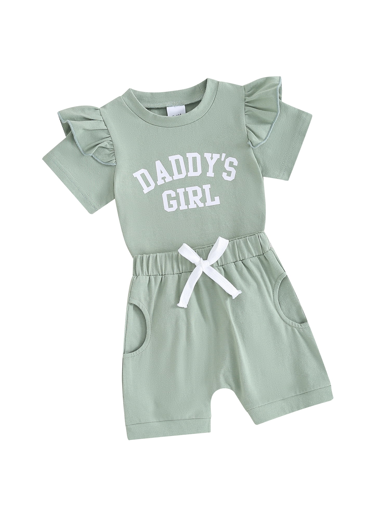 Shuttle tree Toddler Baby Girls Clothes Letter Print T-shirt + Pocket Shorts Cute Summer Outfits ...