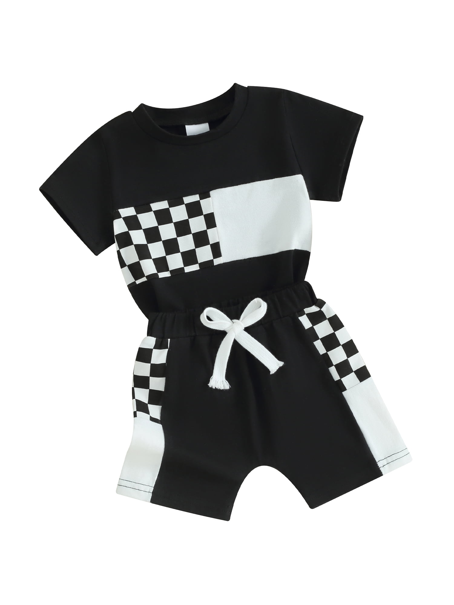 Shuttle tree Toddler Boys 2 Piece Outfits Plaid Patchwork Short Sleeve ...