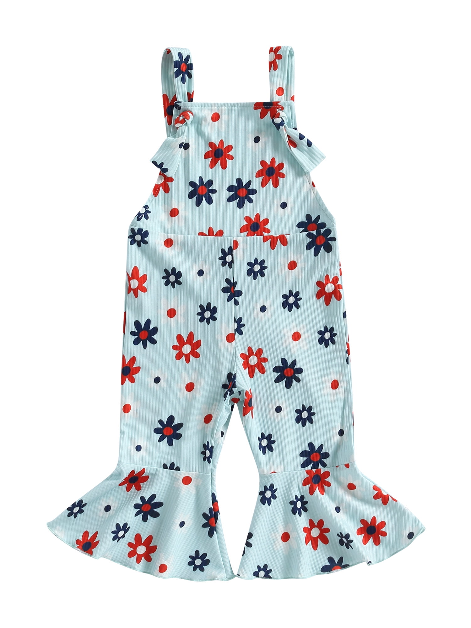 Shuttle tree Toddler Girl Bell Bottom Romper Baby Floral One Piece Ribbed Jumpsuit Flare Pants ...