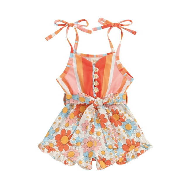 Shuttle tree Toddler Girl Outfit Sleeveless Romper One Piece Jumpsuit Bodysuit Playsuit Summer ...