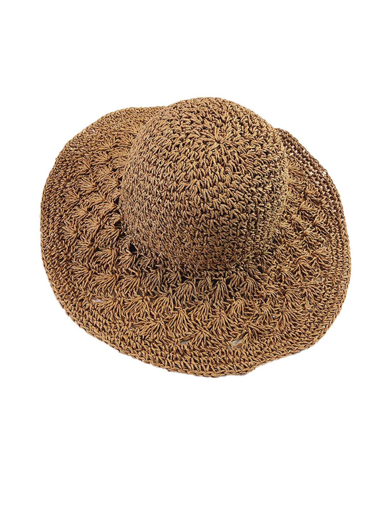 Shuttle tree Women Wide Brim Straw Panama Roll up Hat Fedora Beach Sun ...