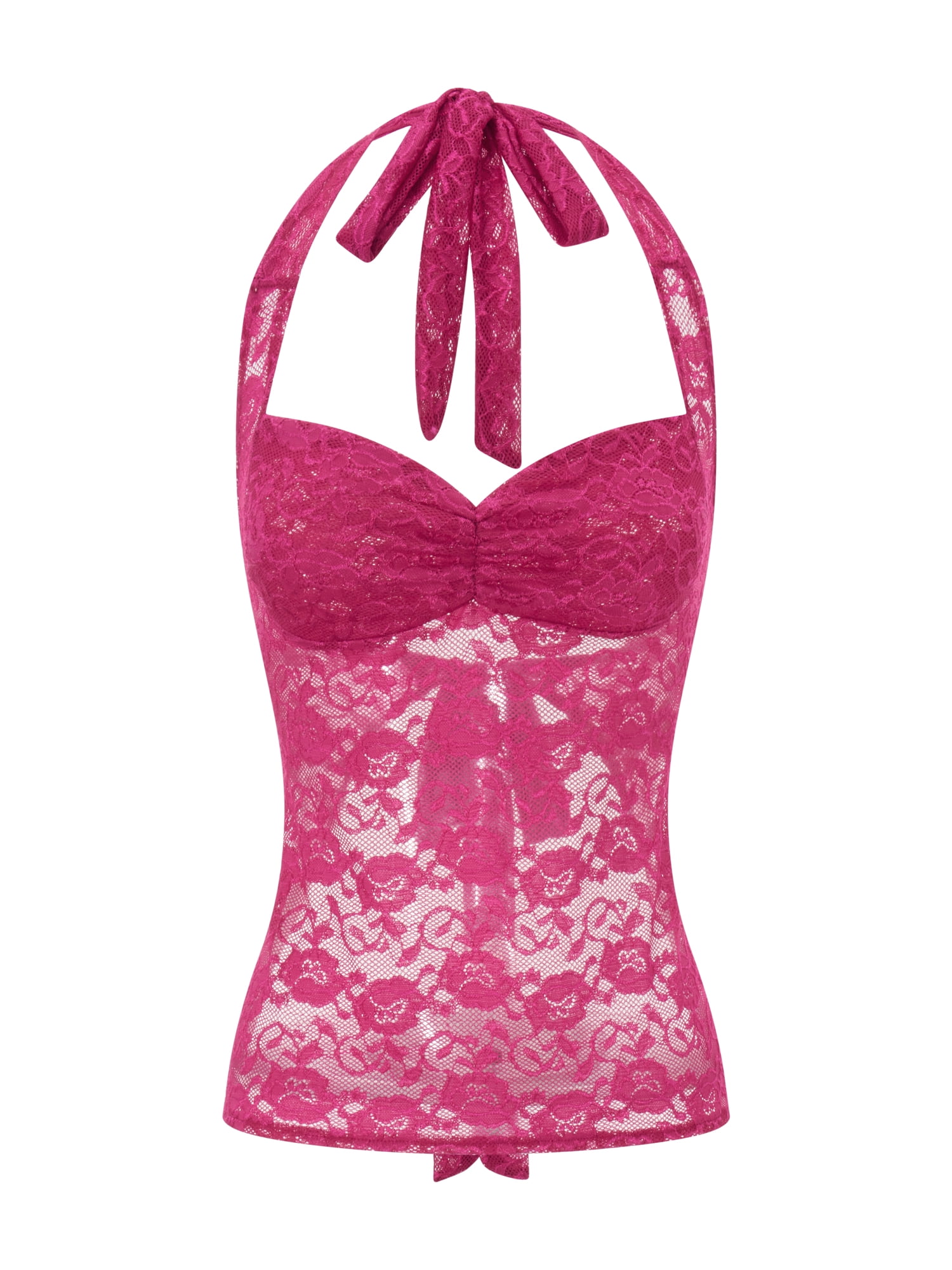 Shuttle tree Women's Summer Sleeveless Lace Sheer Crop Tops Backless ...