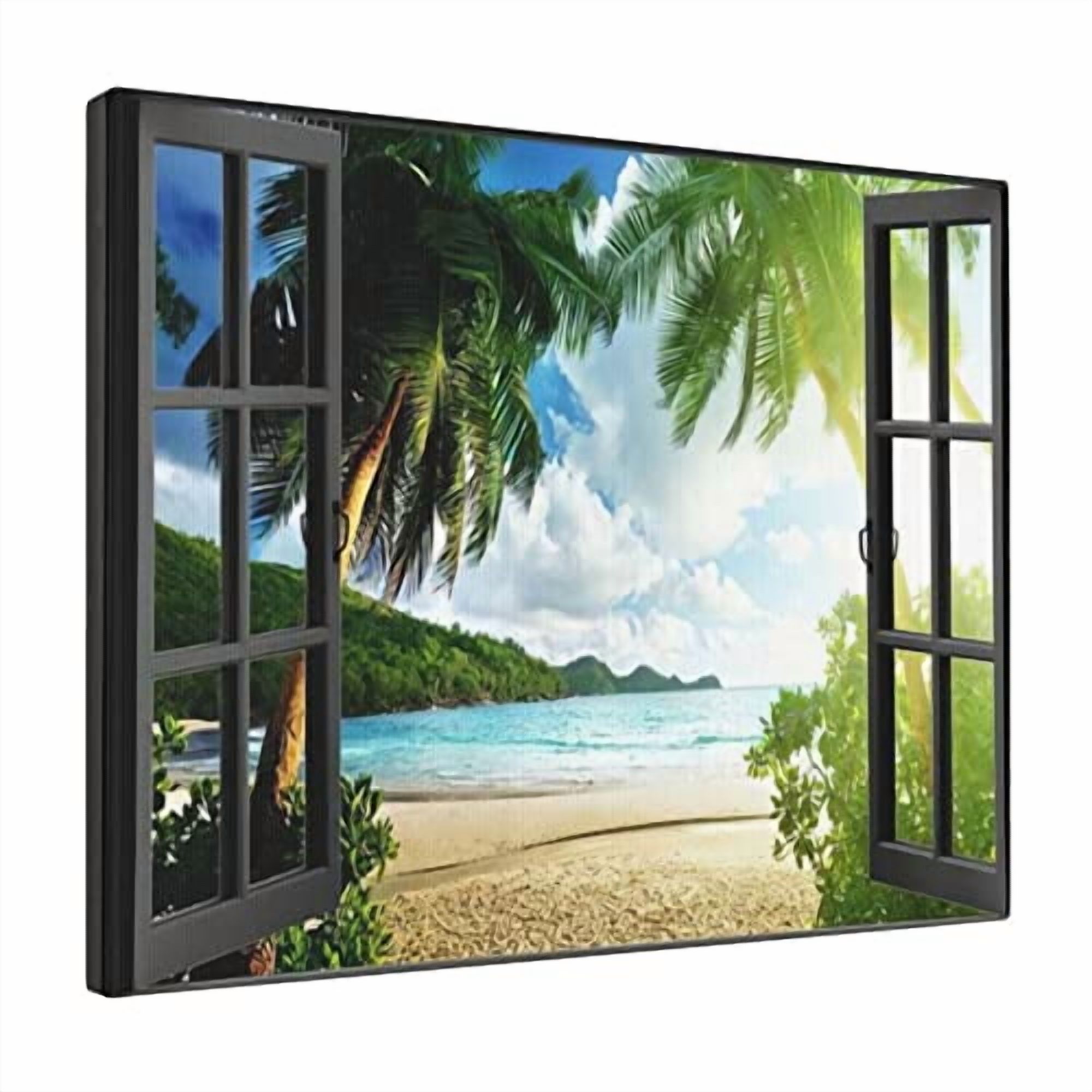 Shuweienphant Beach Wall Art Seaside Pictures Wall Window Seaside ...