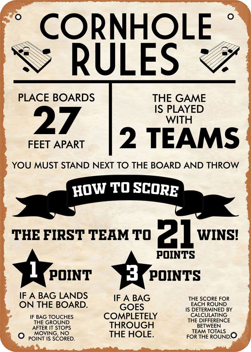 Shvieiart Games CORNHOLE RULES CLASSIC Poster Retro Vintage Metal ...