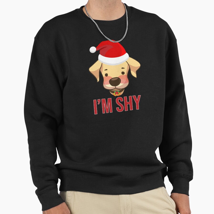 Shy Christmas Dog Holiday Graphic Unisex Sweatshirt Retro Vintage ...