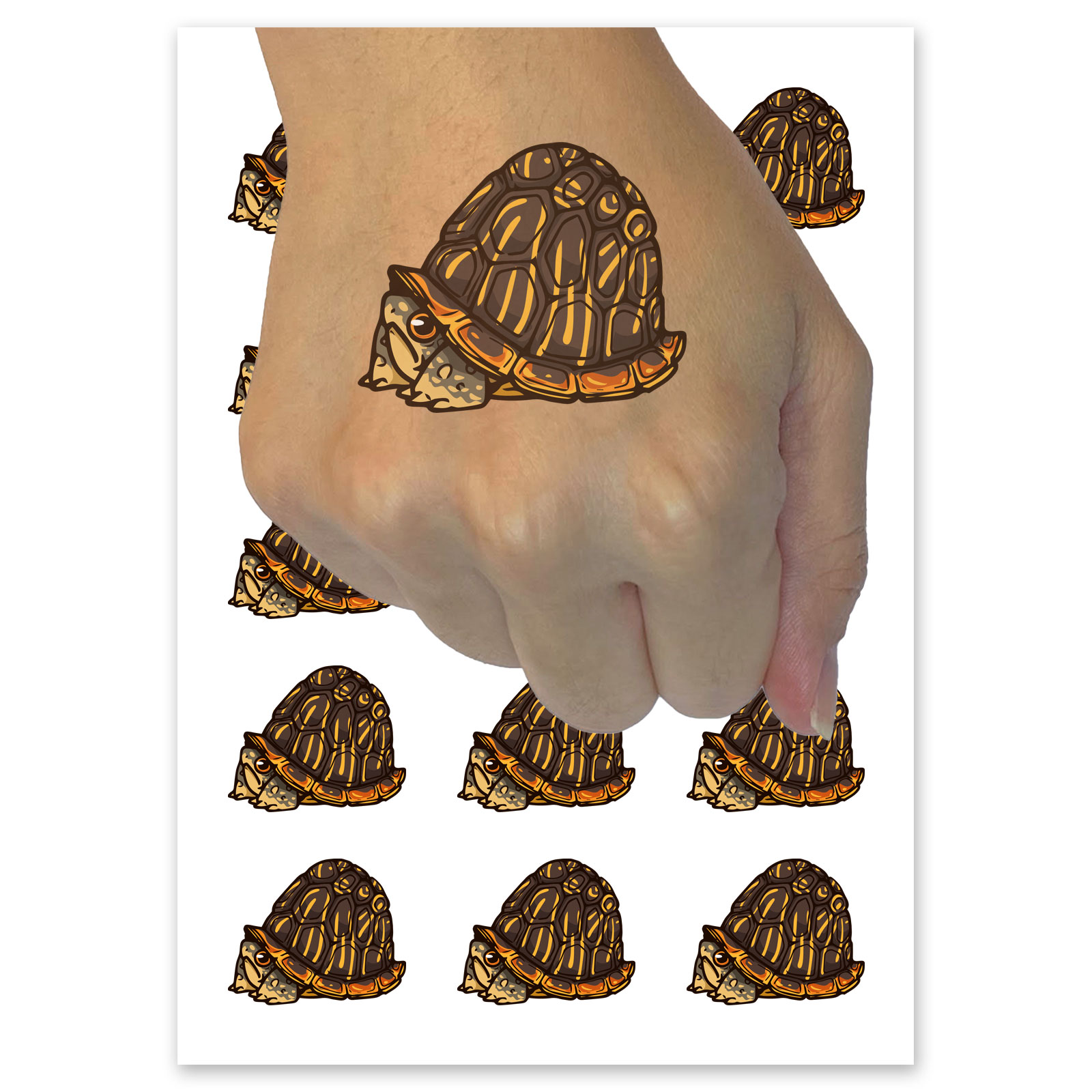 Shy Hiding Western Box Turtle Cartoon Temporary Tattoo Water Resistant ...