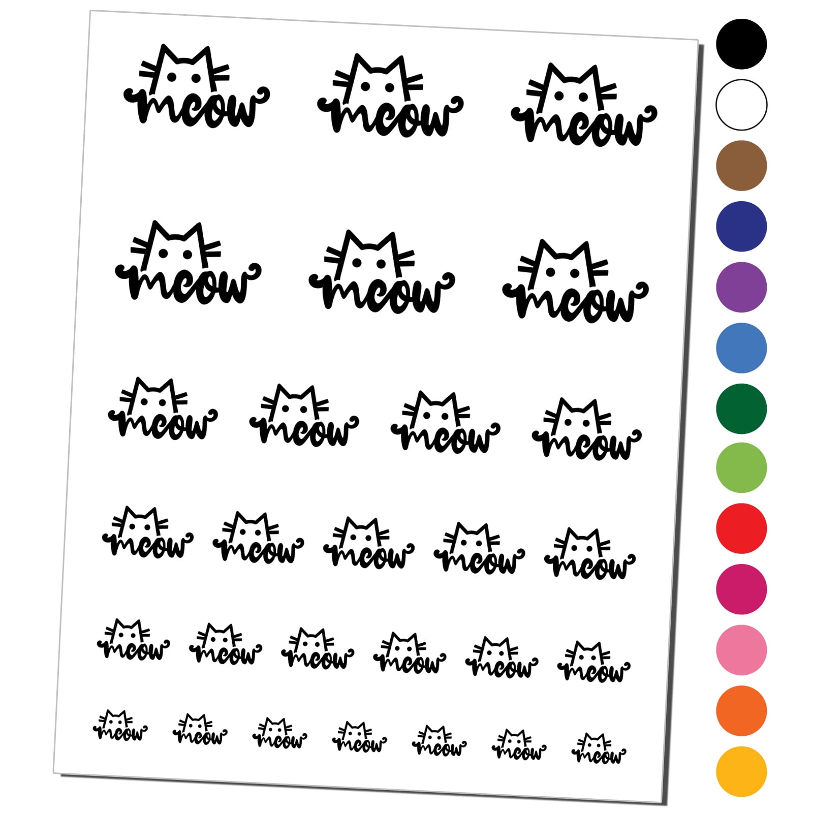 Shy Peeking Cat Meow Water Resistant Temporary Tattoo Set Fake Body Art ...