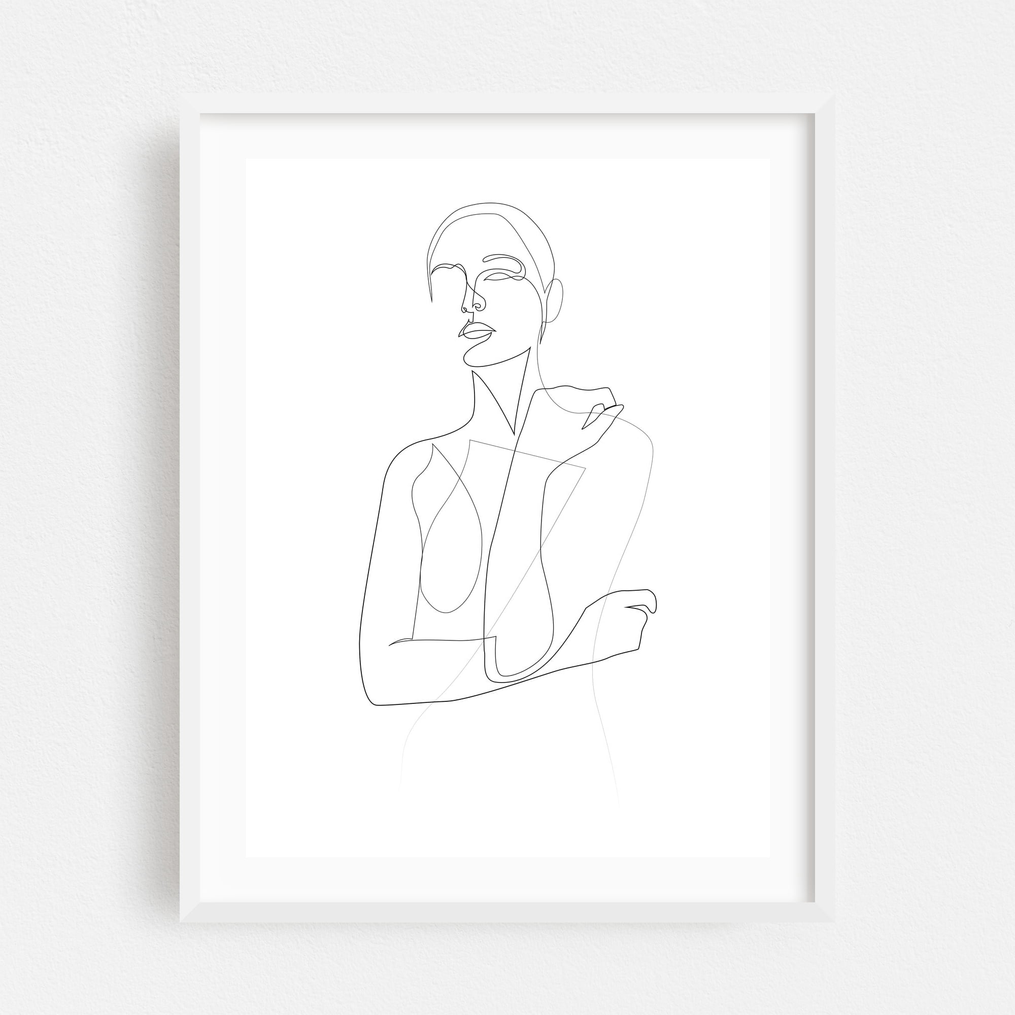 Shy silhouette - Line Drawing Line Art Minimalist Portrait Abstract ...