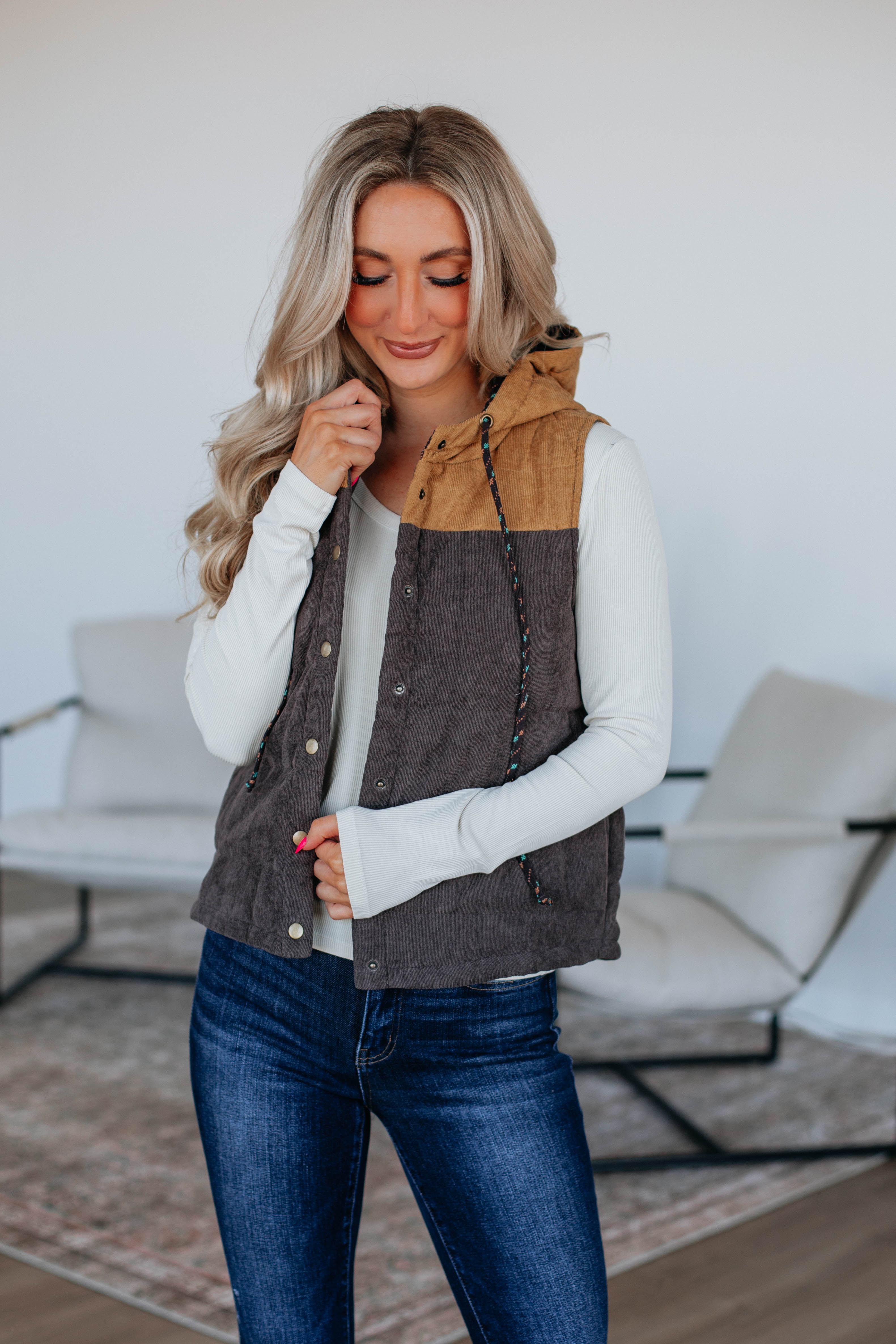 Shyanna Corduroy Vest - Charcoal - Walmart.com