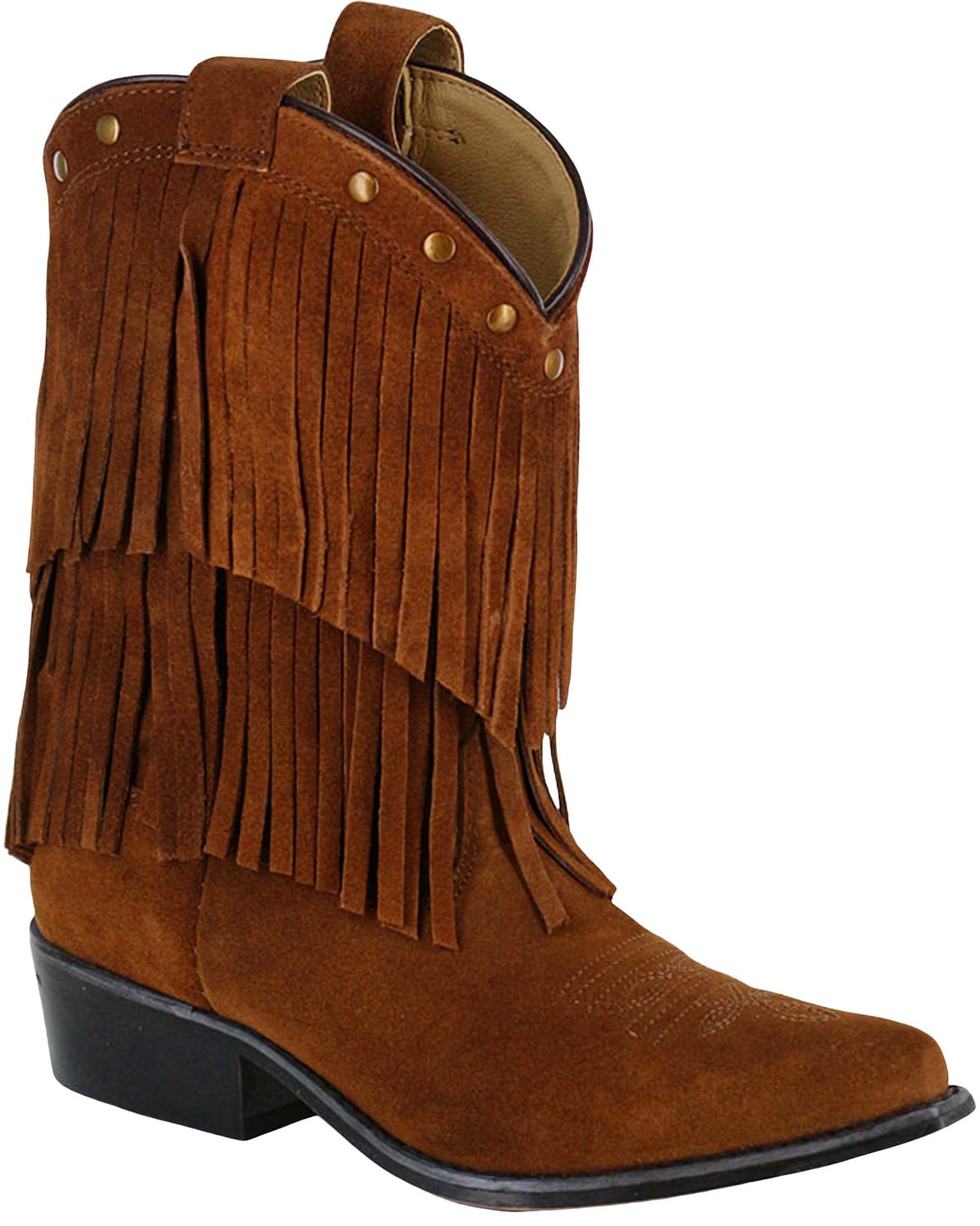 Shyanne Girls' Double-Fringe Western Boot Snip Toe Brown 11 - Walmart.com