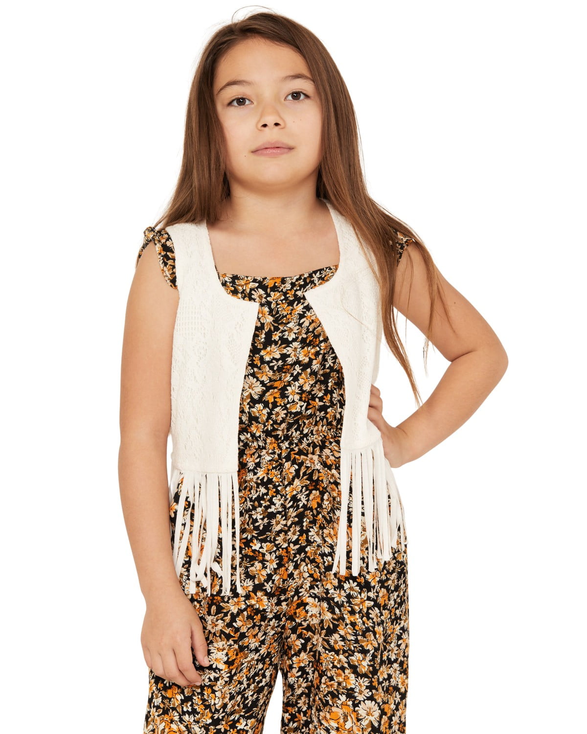 Shyanne Girls' Fringe Lace Vest - SGSP23K89-CRM Medium US - Walmart.com