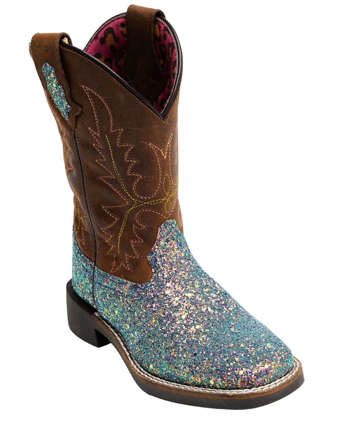 Shyanne Girls' Glitterama Western Boot Broad Square Toe Brown 12 D ...