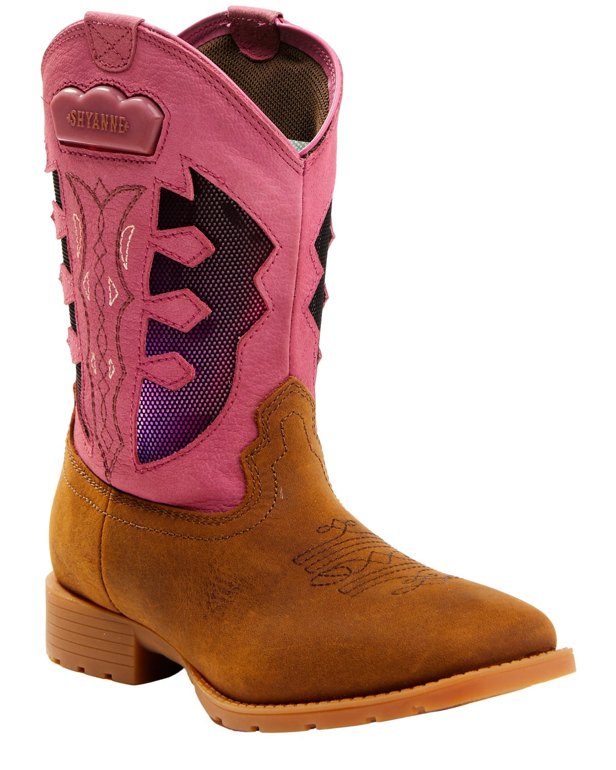 Shyanne Girls' Light-Up Western Boot Round Toe - BSGSP21P2 12 D ...