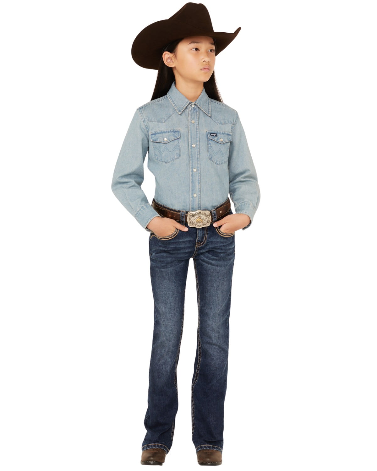 Shyanne Girls' Little Dark Wash Arrow Embroidered Stretch Bootcut Jeans ...