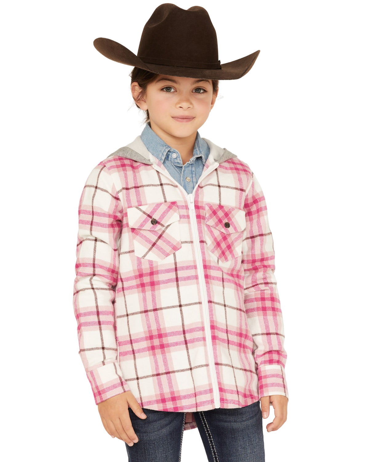 Shyanne Girls' Plaid Print Long Sleeve Flannel Shacket - SGFA22W73-IVRY ...