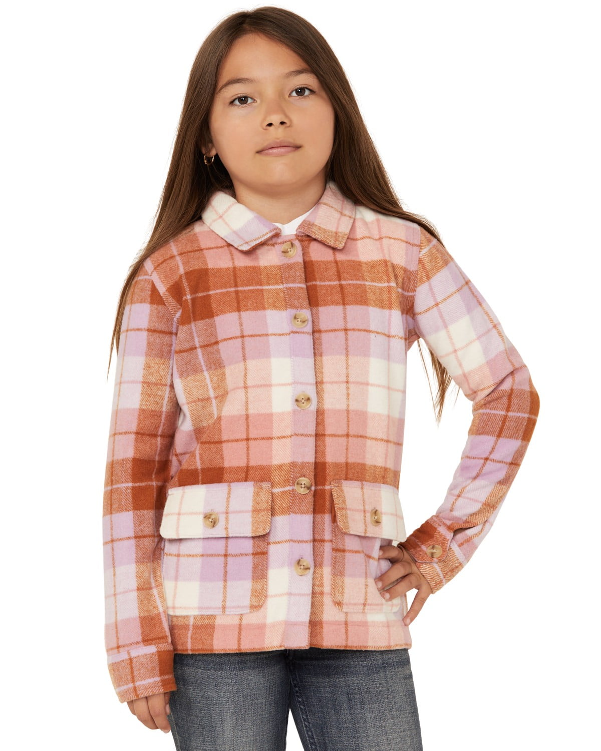 Shyanne Girls' Plaid Print Shacket - SGFA23W7 Medium US - Walmart.com