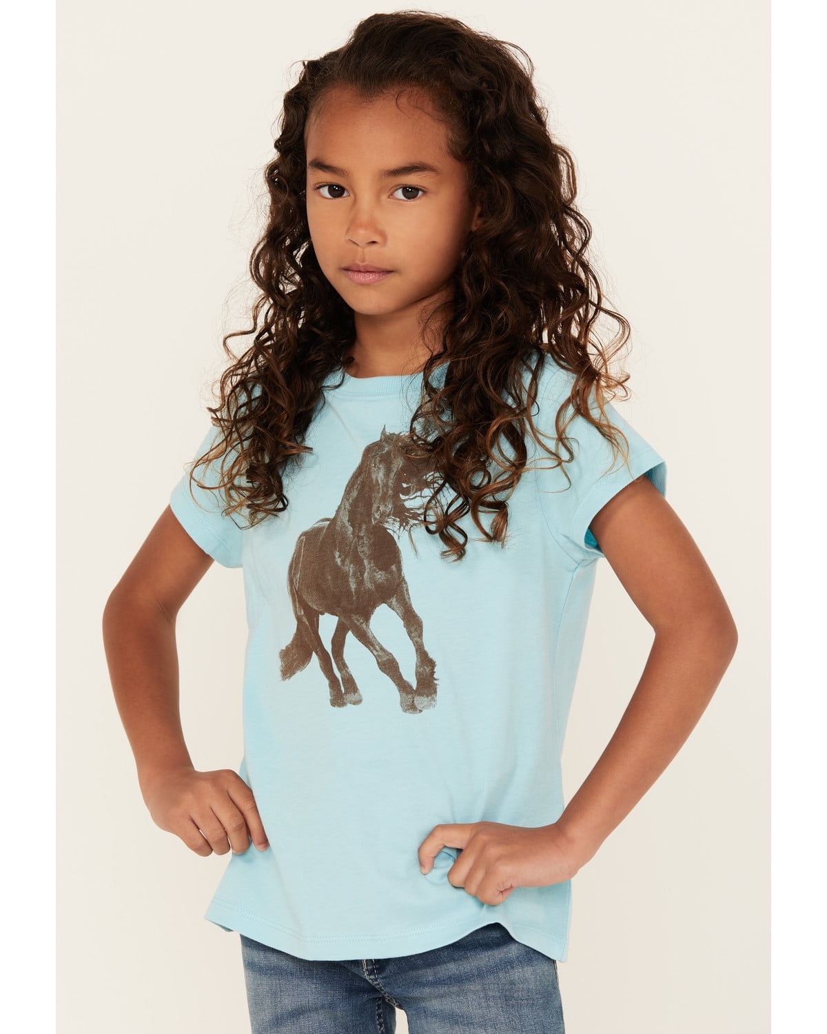 Shyanne Girls' Stallion Short Sleeve Graphic Tee - SGSP25K80-LTBLU US ...