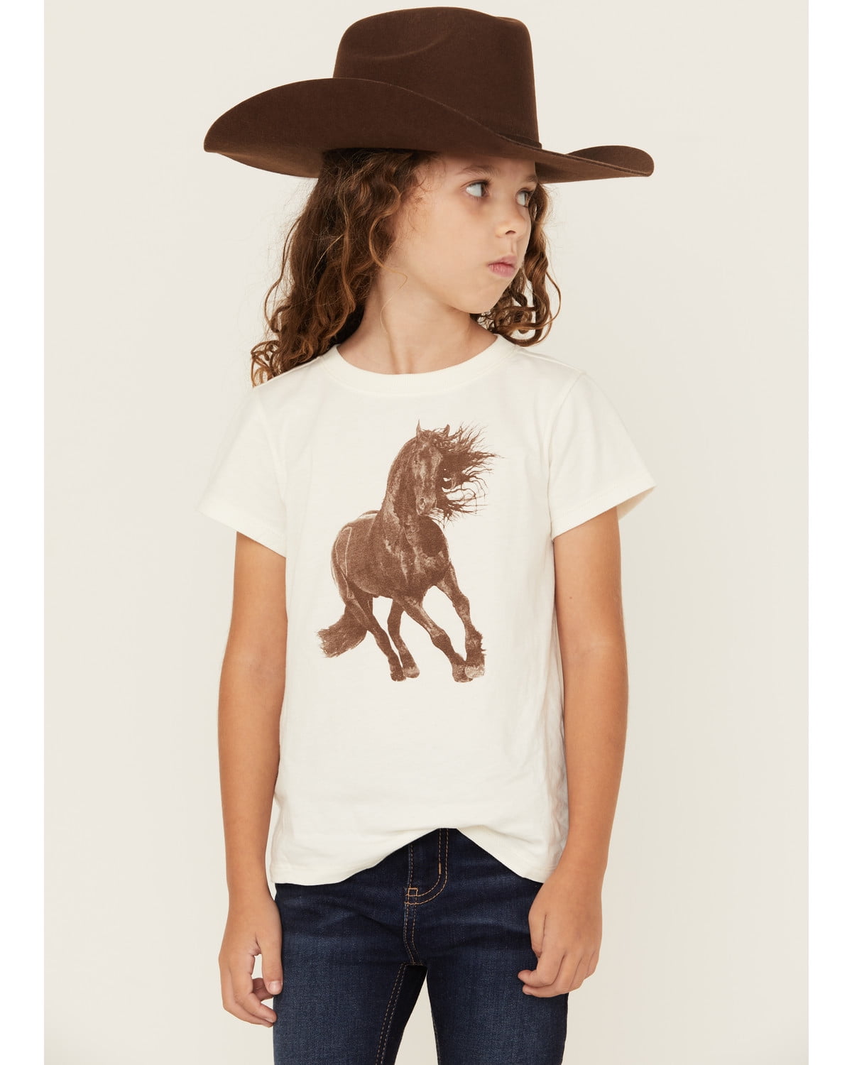 Shyanne Girls' Stallion Short Sleeve Graphic Tee - SGSP25K80-IV X- US ...