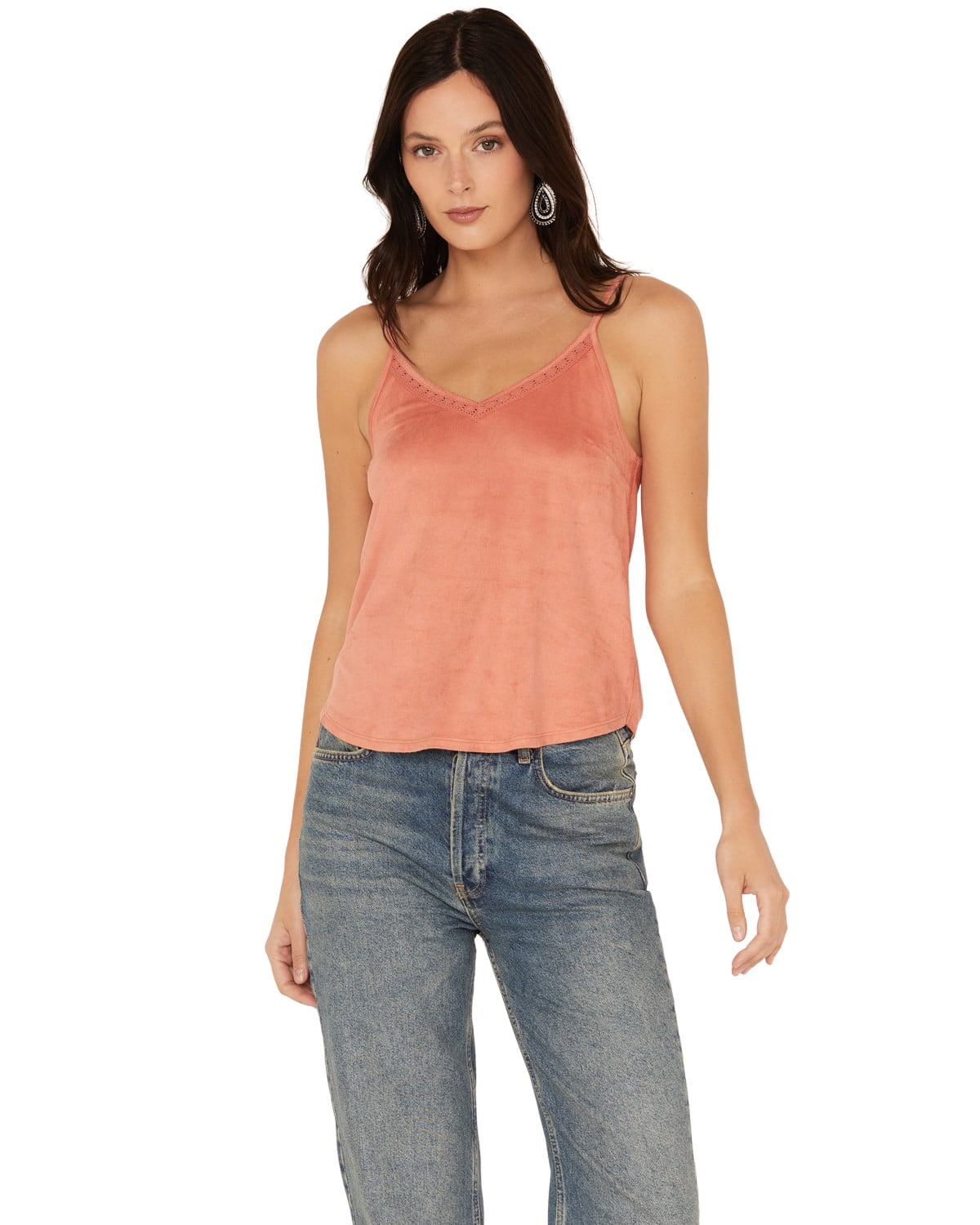 Shyanne Women's Crochet Lace Faux Suede Cami Top Rose Medium US ...