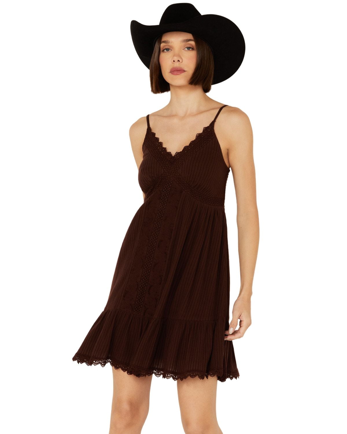 Shyanne Women's Crochet Trim Mini Dress - SWSP24D81-DKBN X- US ...