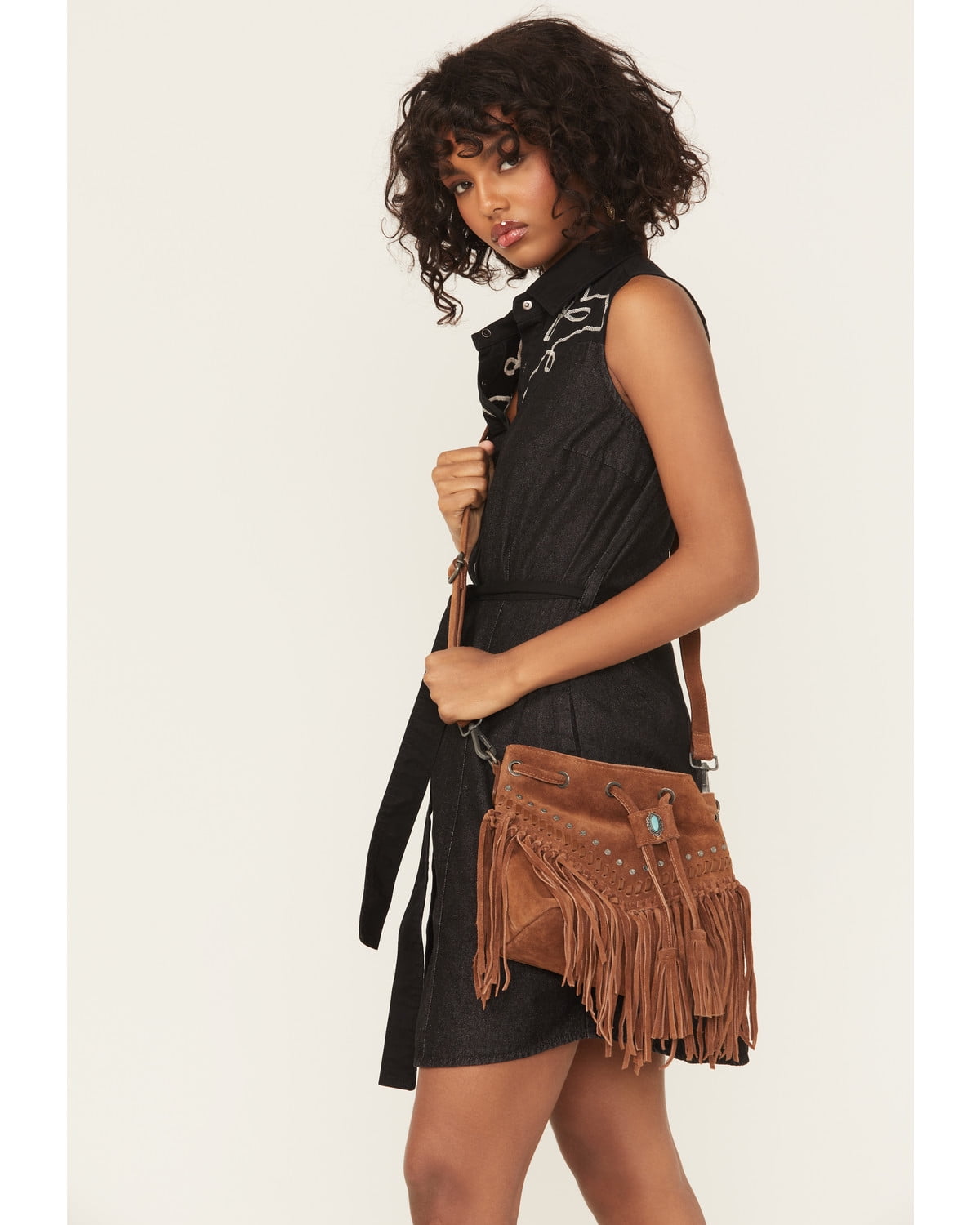 Shyanne Women's Danica Suede Fringe Crossbody Bag - SASP25HB2-BN One Size - Walmart.com
