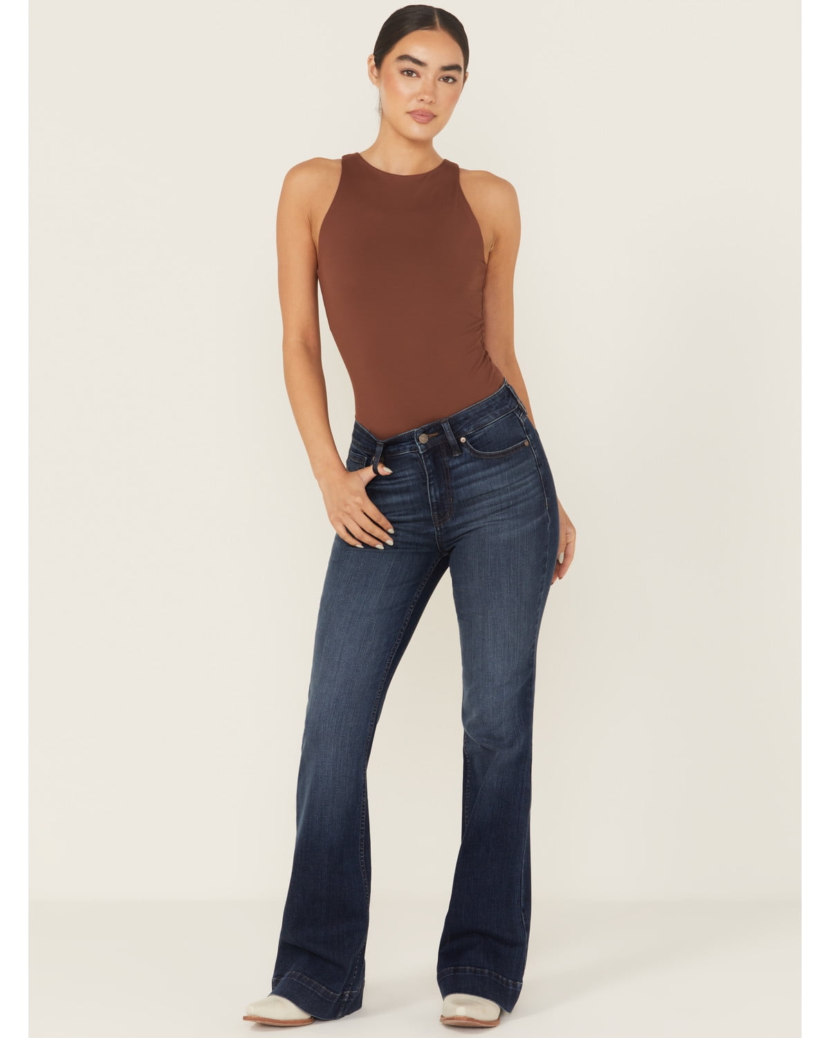 Shyanne Women's Joni Medium Wash High Rise Trouser Stretch Denim Jeans - SWFA24J84-MDW 26W x 34L ...