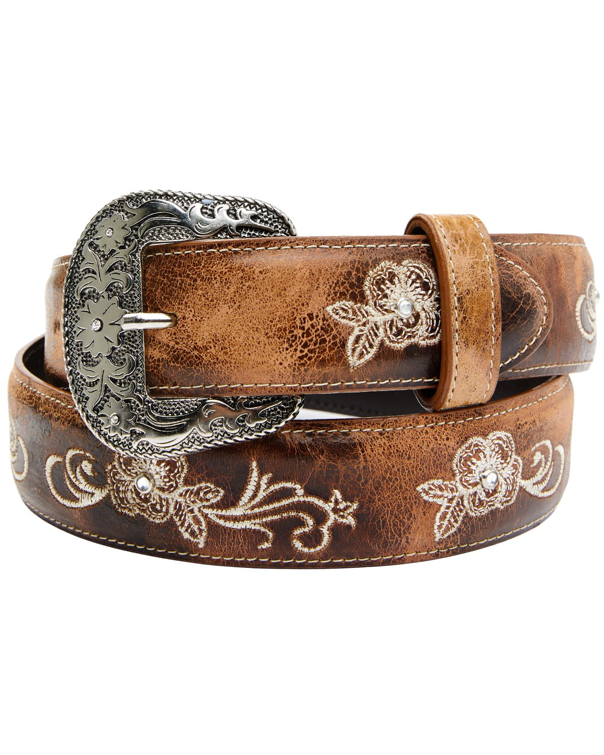 Shyanne Women's Lasy Cream Floral Western Belt Brown Medium - Walmart.com