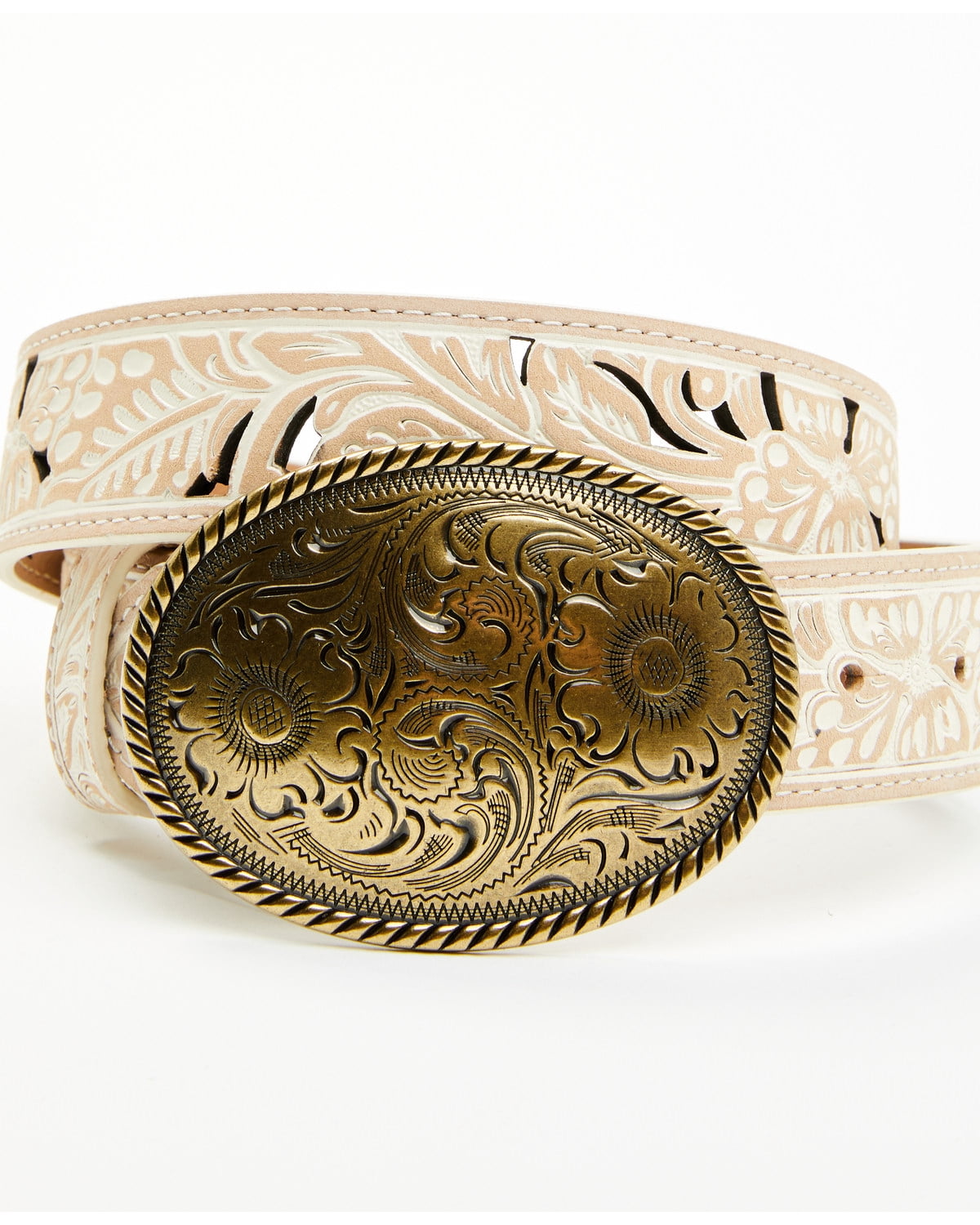 Shyanne Women's Nellie Tooled Cutout Oval Buckle Belt - SASU24BT1-CRM X ...