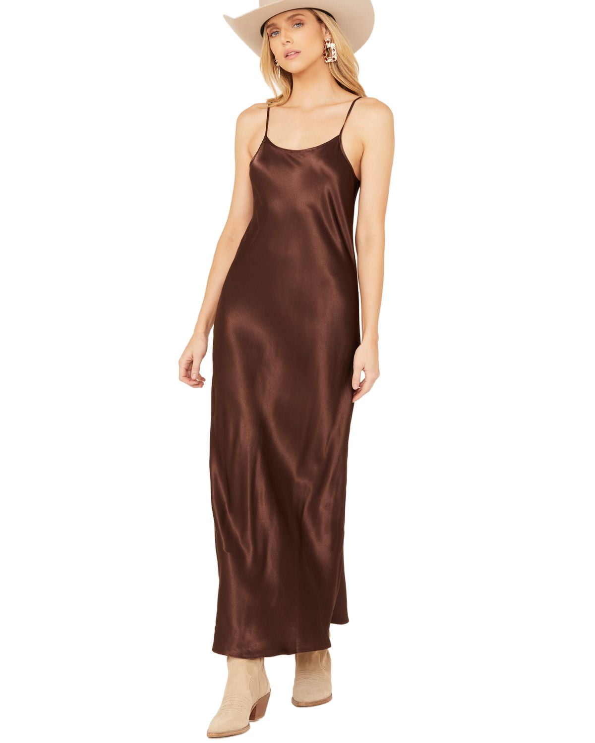 Shyanne Women's Satin Back Crepe Cami Midi Dress - SWSP24D93-DKBN ...