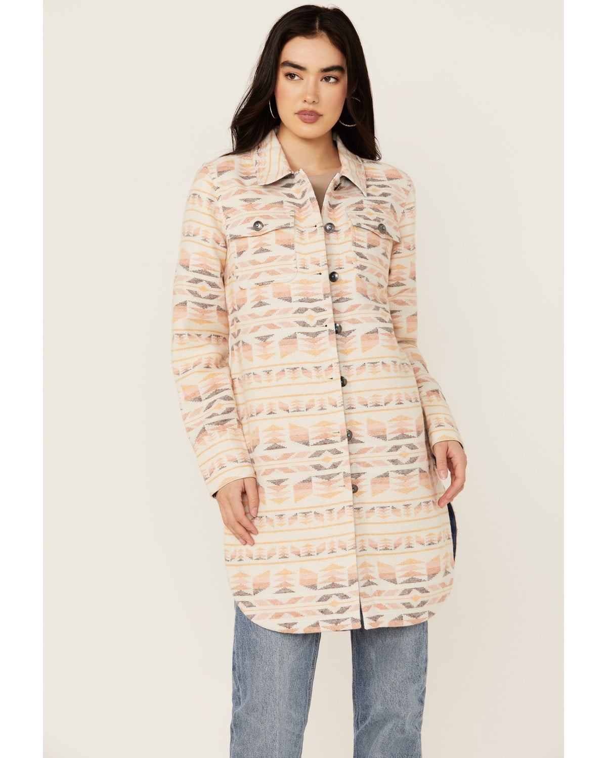 Shyanne Women's Southwestern Print Long Shacket - SWFA24W9-OFFWHT US ...