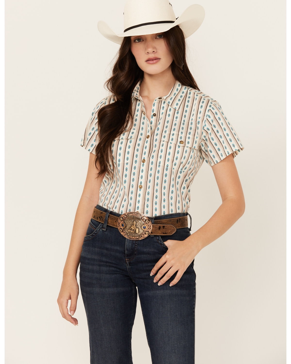 Shyanne Women's Southwestern Print Short Sleeve Snap Western Shirt ...