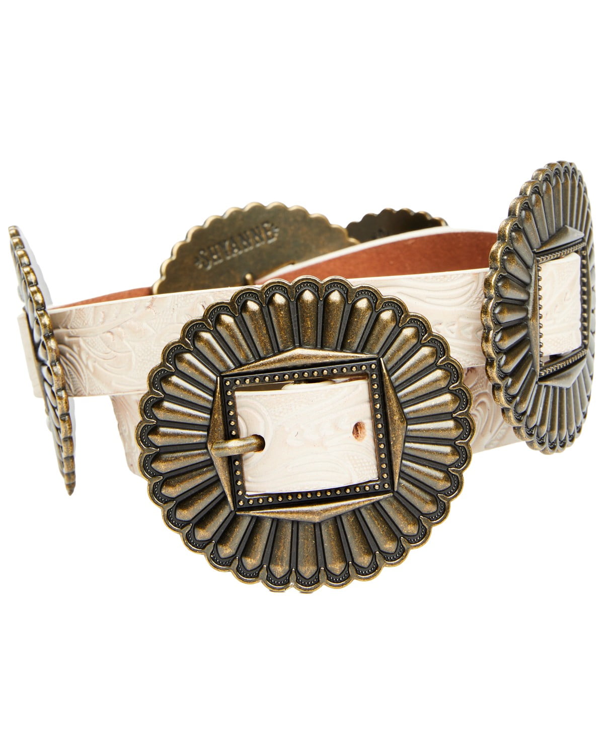Shyanne Women's Tooled Concho Belt Cream Medium - Walmart.com