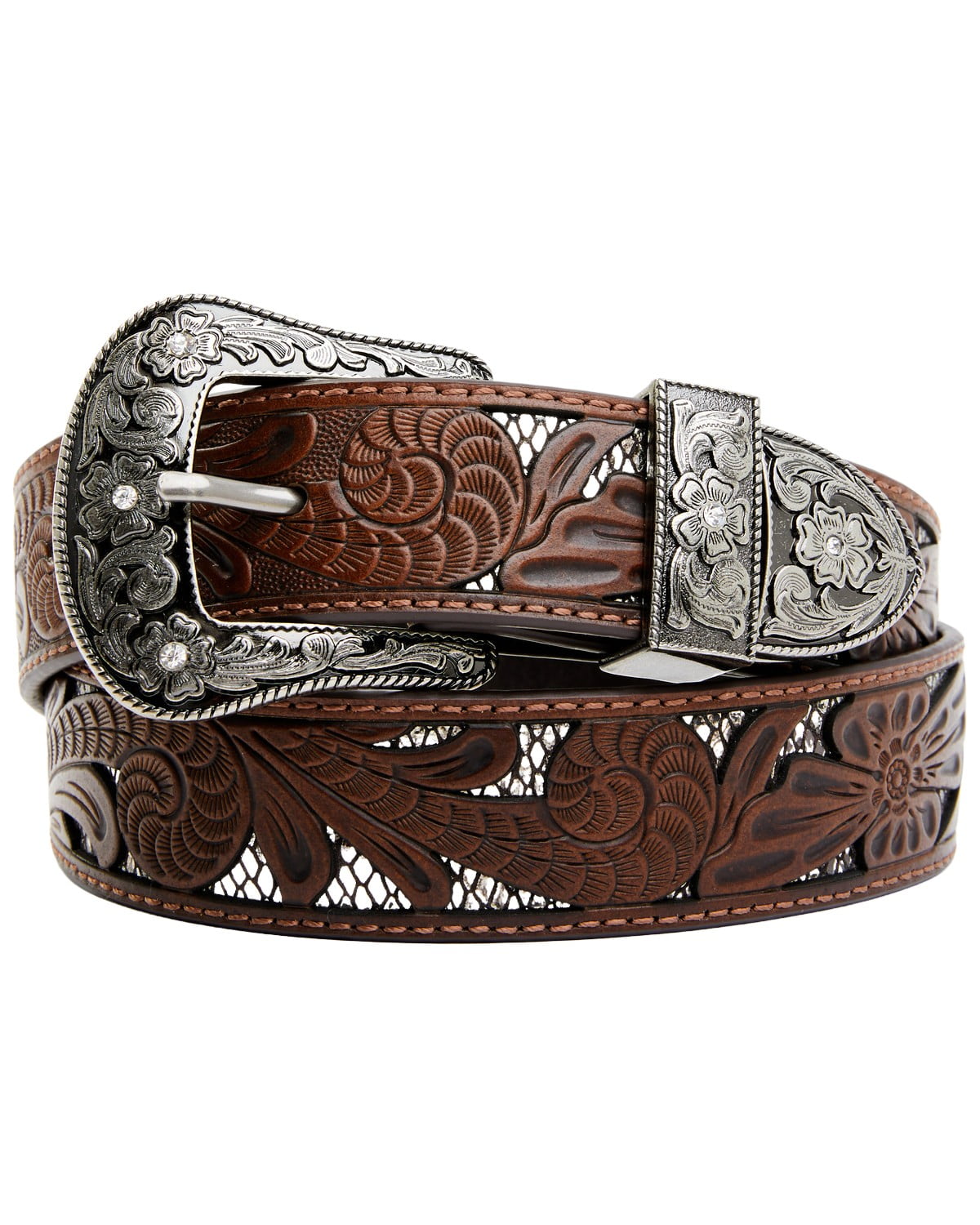 Shyanne Women's Tooled Floral Cut Out Underlay Western Belt - SASP22BT9 ...