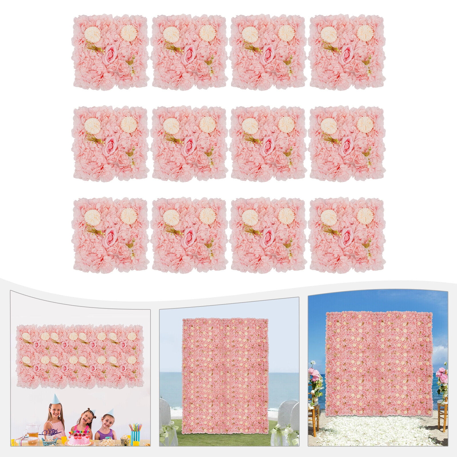 Shzicmy 12pcs Artificial Flower Wall Background Silk Rose Mat For ...