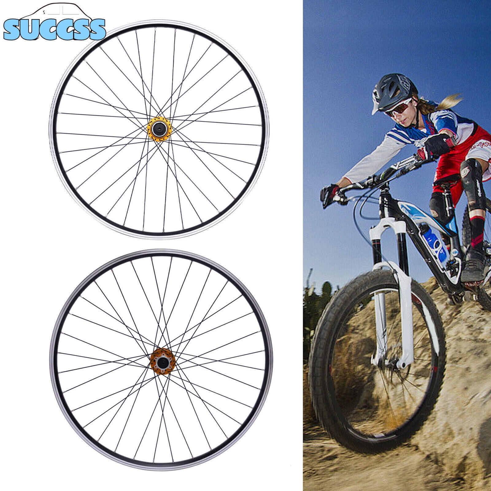 Shzicmy 29" Front Rear Black Flat Spokes MTB Wheelset, Black - Walmart.com