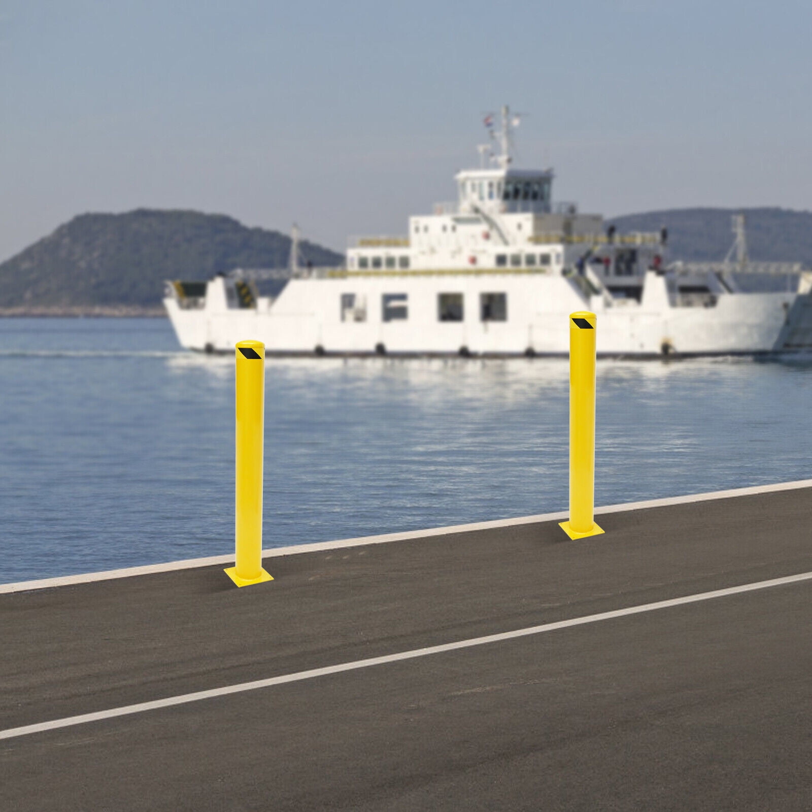 Shzicmy 2x 48" Safety Bollard Post Yellow Steel Safety Barrier for ...