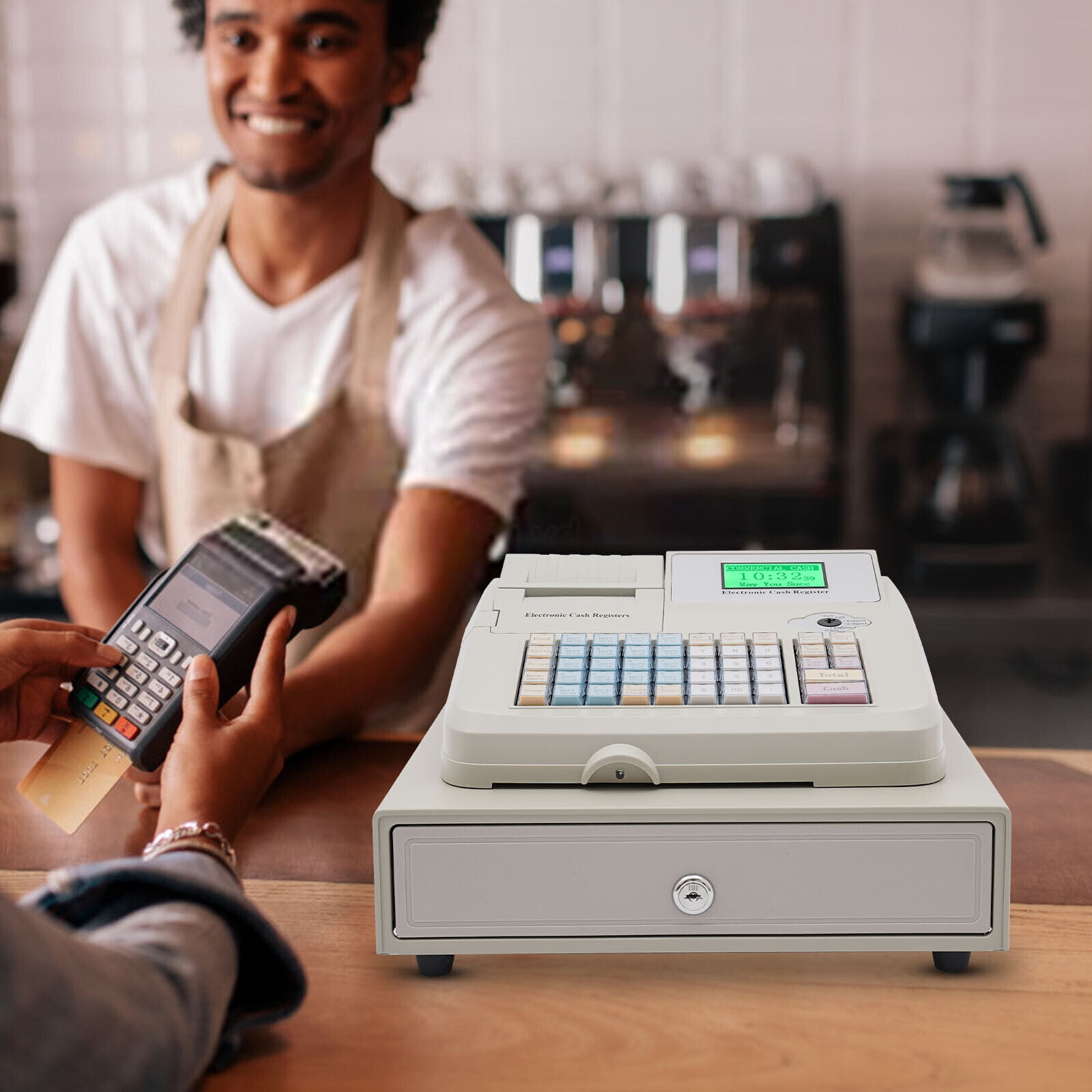 Shzicmy 48 Keys Electronic Cash Register POS Cash Machine Supermarket ...