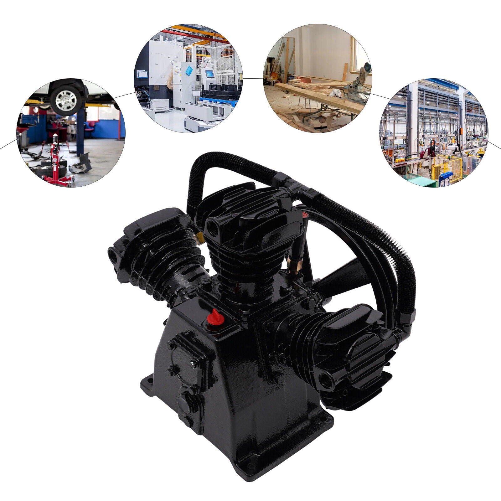 Shzicmy 5-HP Single-Stage Inline-Twin Replacement Air Compressor Pump 3 ...