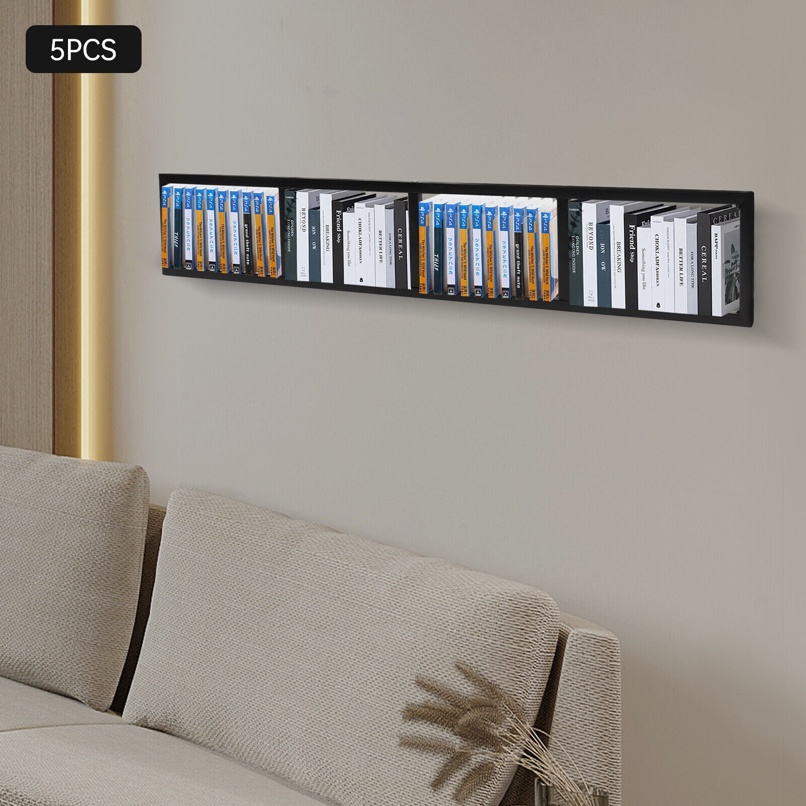 Shzicmy 5 PCS 34in Game Video Rack, Wall Mounted Media Storage Shelves ...