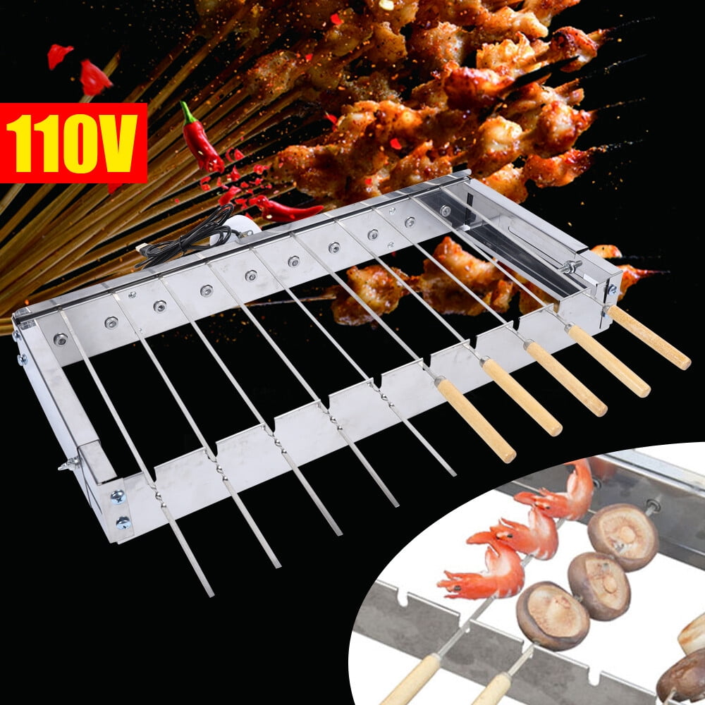 Shzicmy 6W Electric Skewer Turner with 10 Skewers, Silver, 19.69in ...