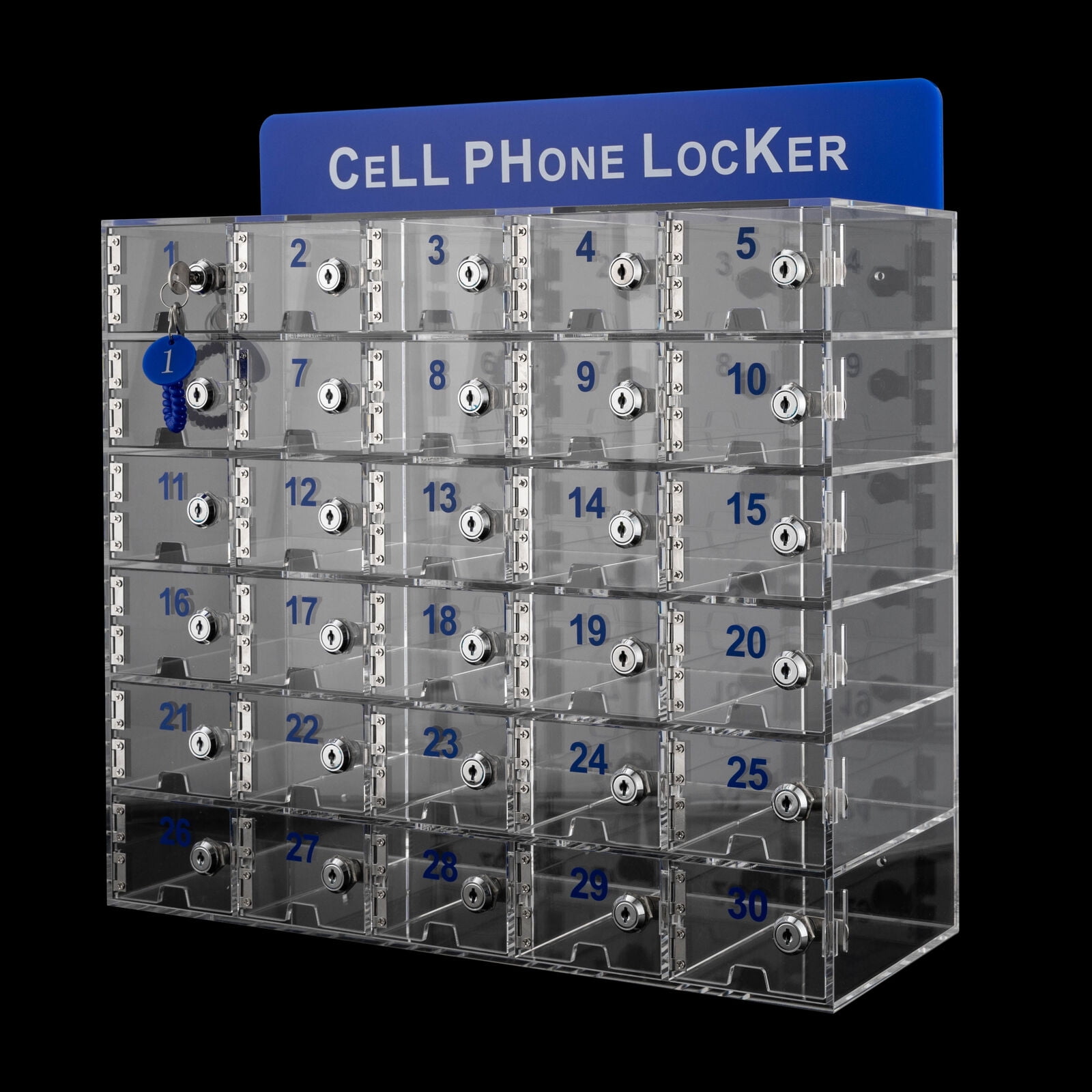 Shzicmy Acrylic Cell Phone Lock Box 30-slot Cell Phones Storage Cabinet ...